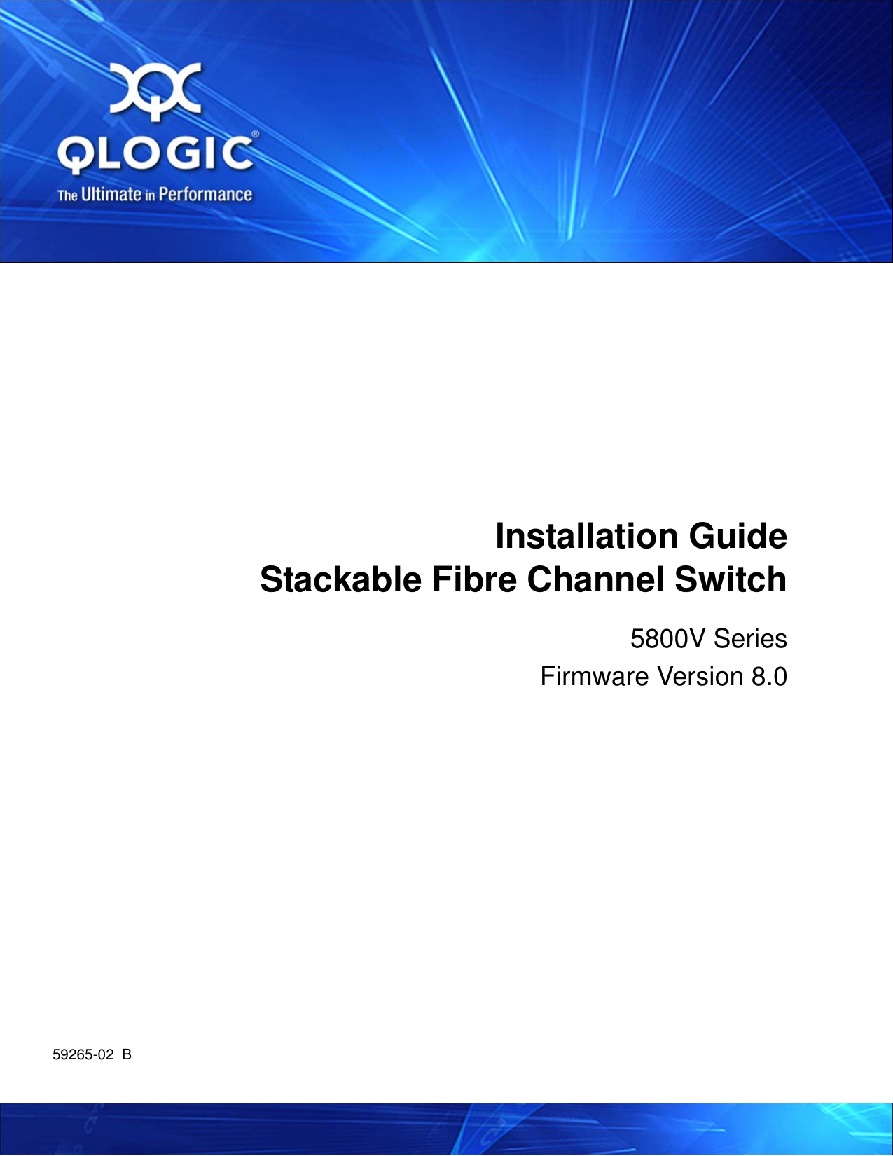 Q Logic 5800V Users Manual QLogic Series Stackable Fibre Channel Switch ...