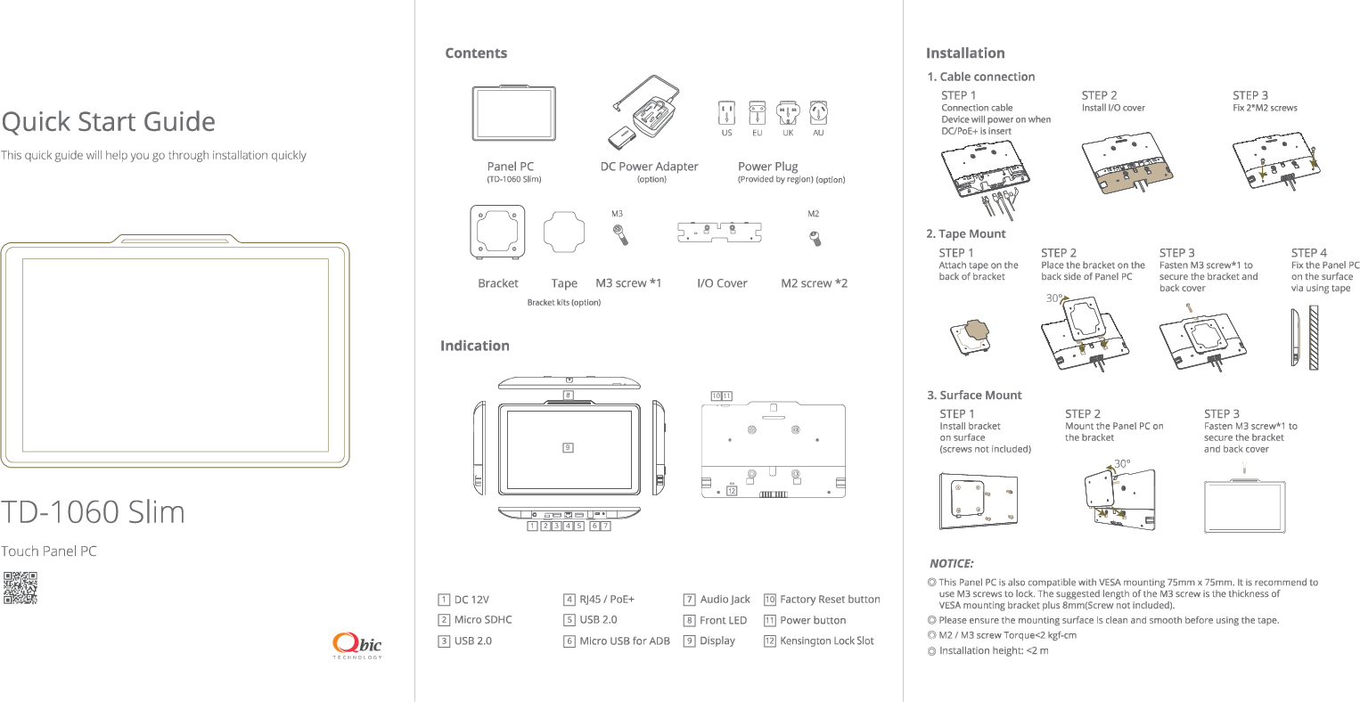 QBIC TECHNOLOGY TD1060S PANEL PC User Manual