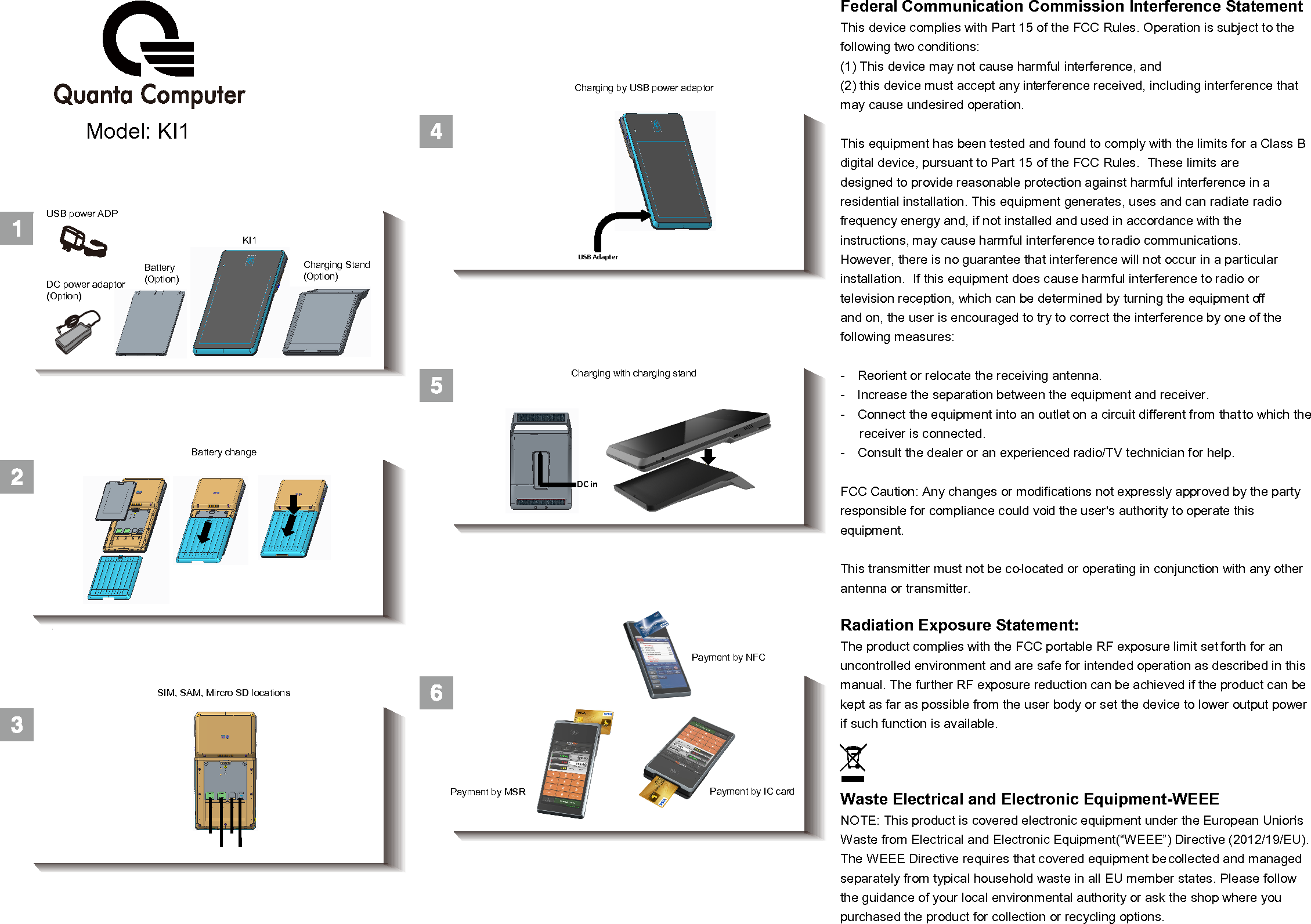 Quanta Computer KI1 7 inch POS Terminal User Manual KI1 Quick Guide for ...
