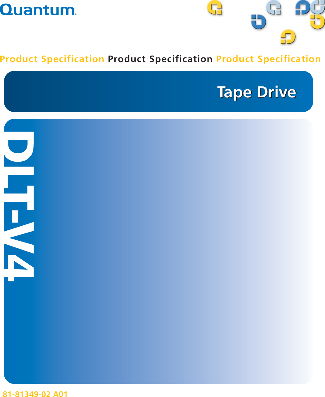 Quantum Dlt V4 Users Manual 81 81349 02