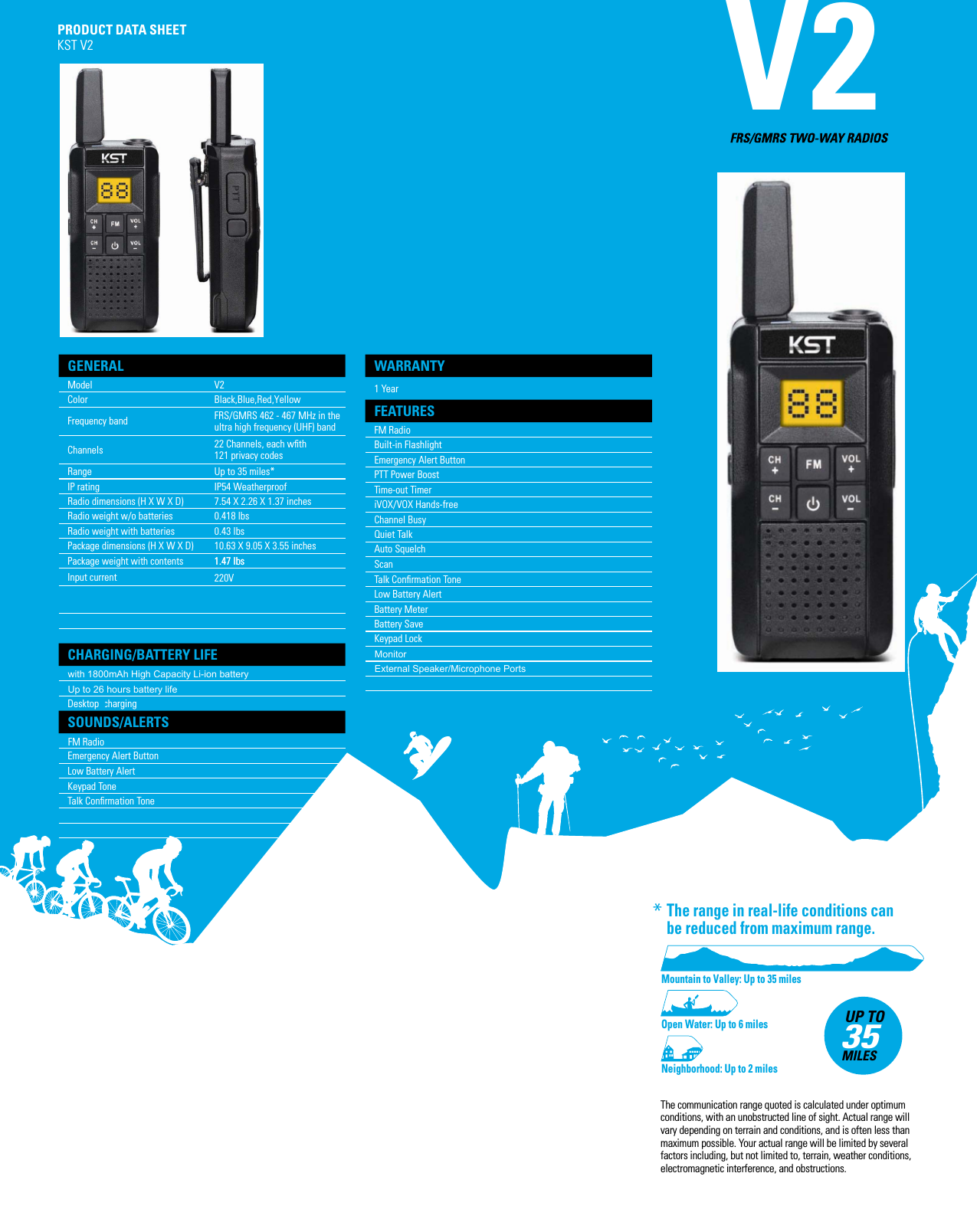 Quanzhou KST Electronics V2 Two Way Radio User Manual