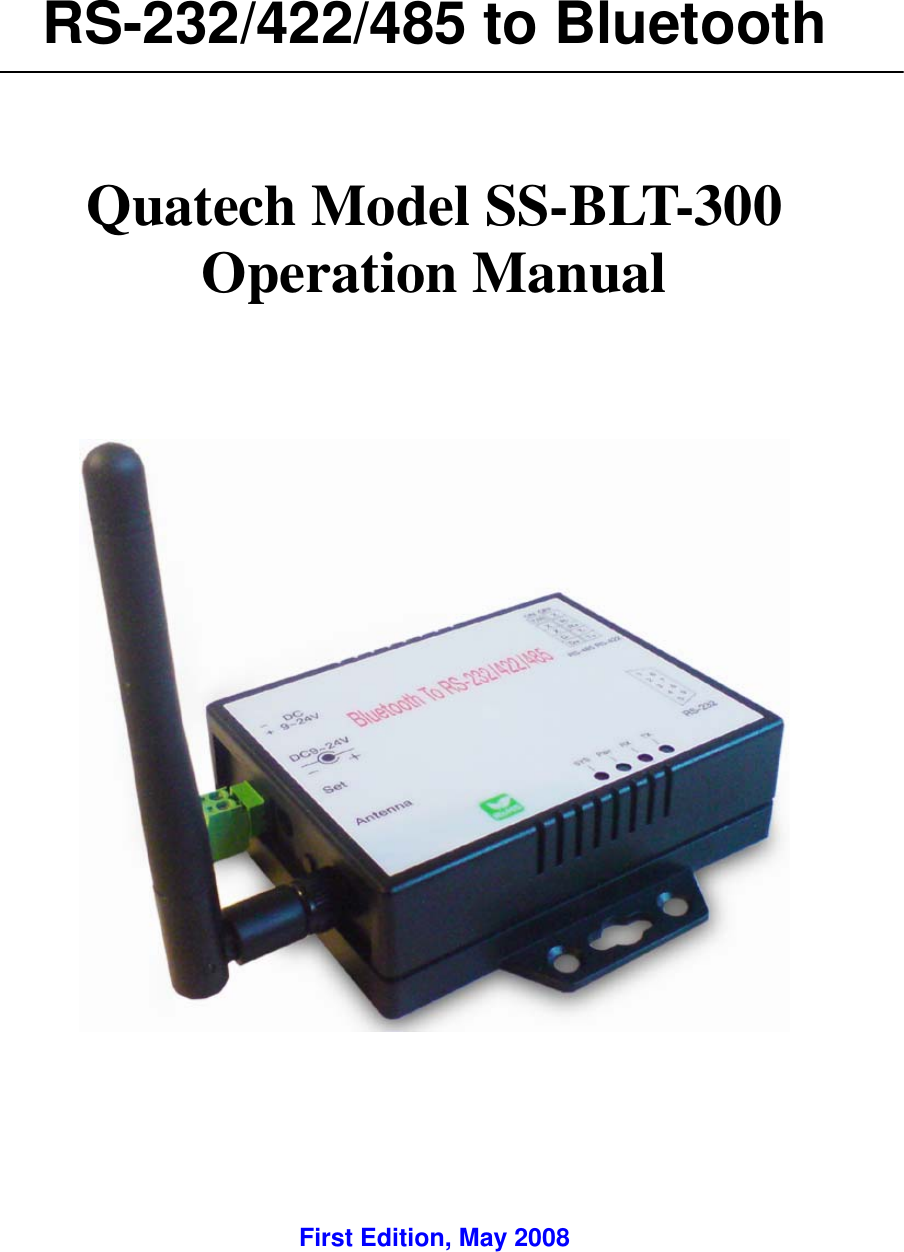Quatech Rs 485 Users Manual SS BLT 300