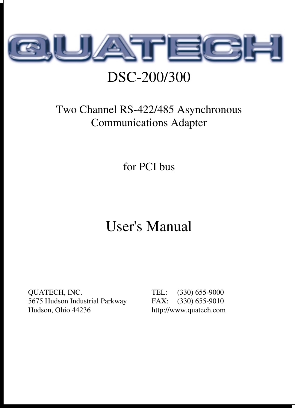 Quatech Rs 485 Users Manual