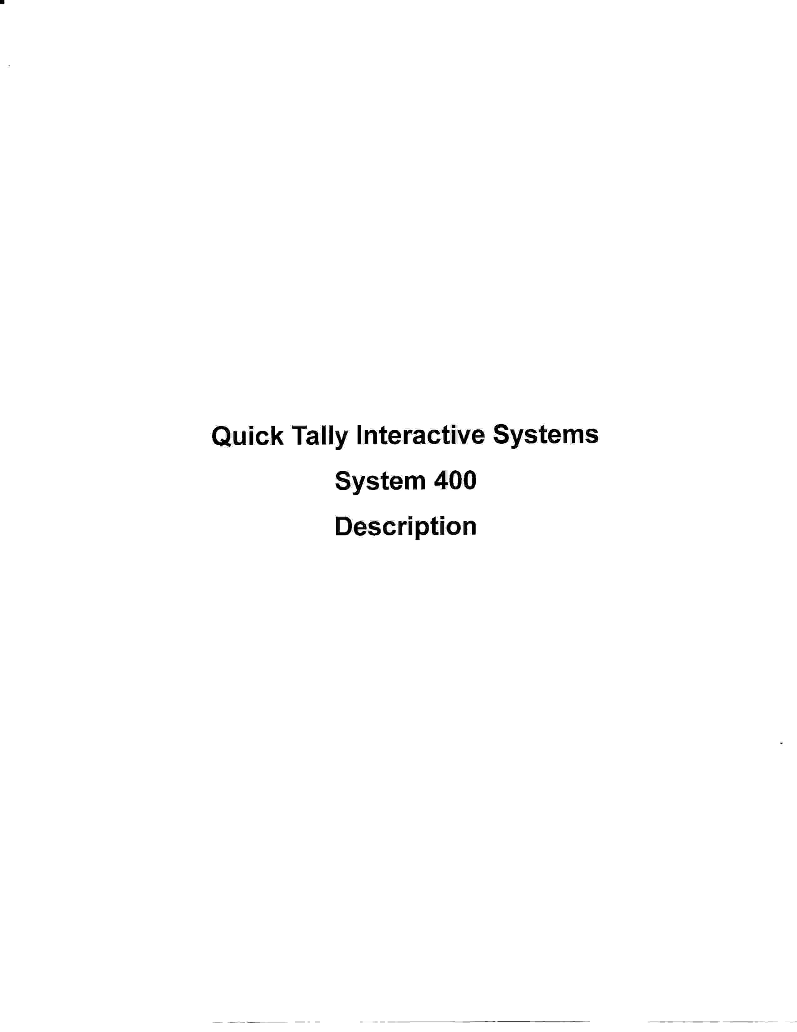 Quick Tally Interactive Systems SYS400HS Audio Response System User ...