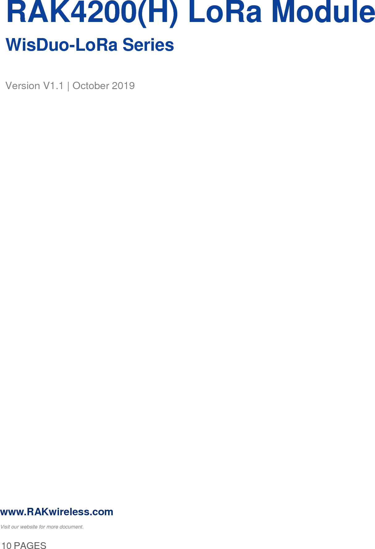 RAKwireless Technology RAK4200H LoRa Module User Manual