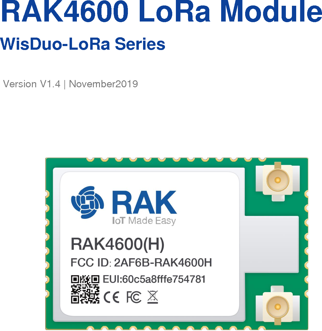 RAKwireless Technology RAK4600H LoRa+BLE module User Manual