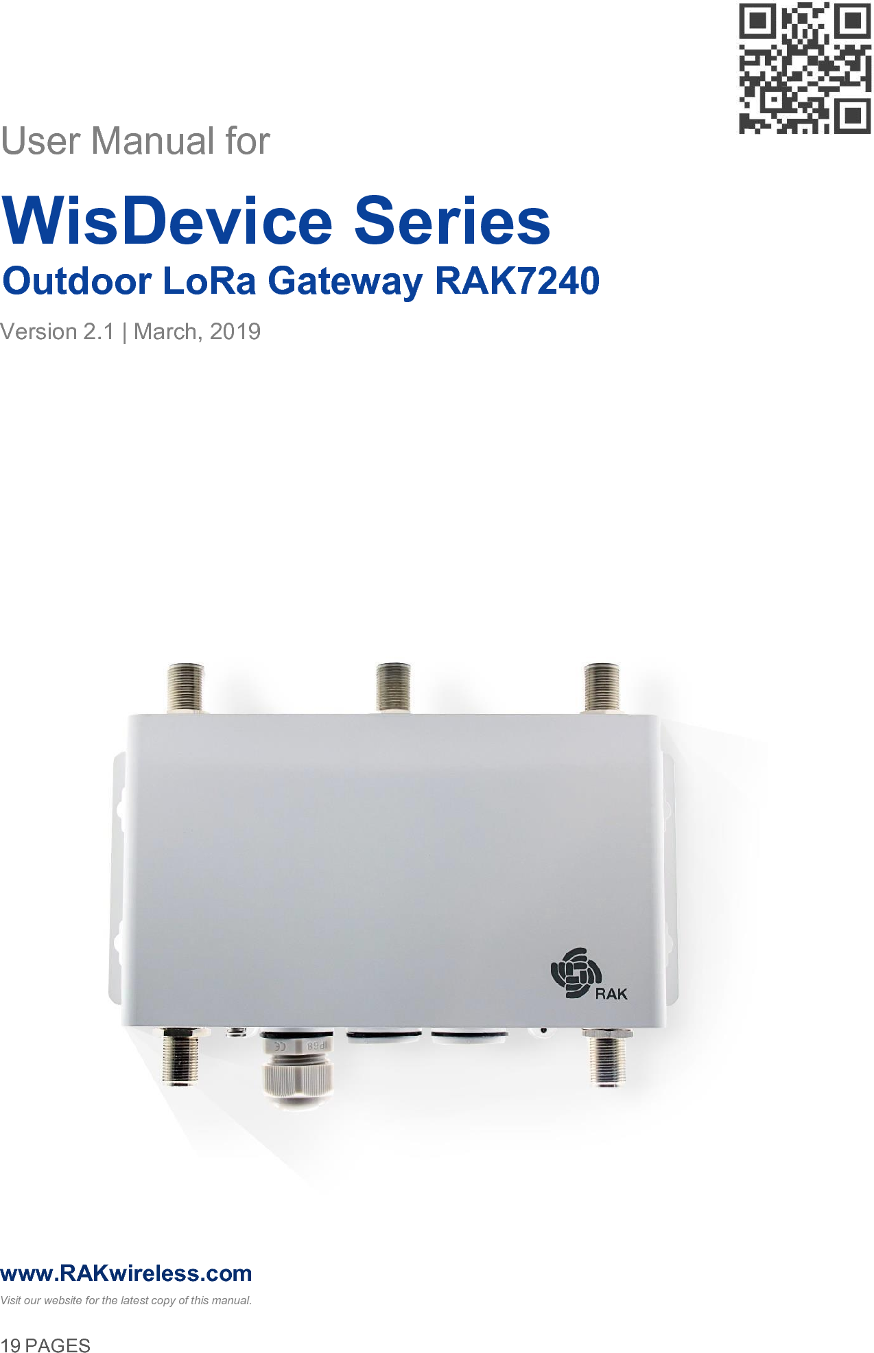 RAKwireless Technology RAK724X Outdoor LoRa Gateway User Manual
