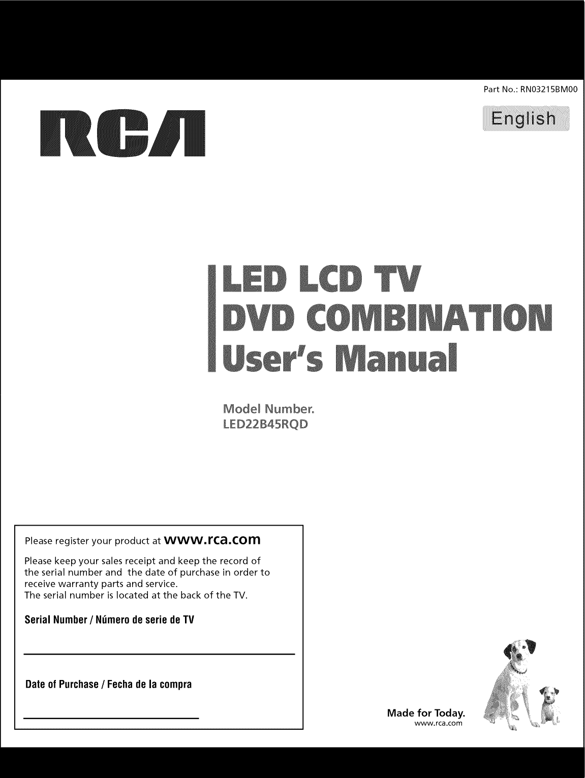 RCA LED22B45RQD 1208232L User Manual LED TELEVISION/DVD Manuals And Guides