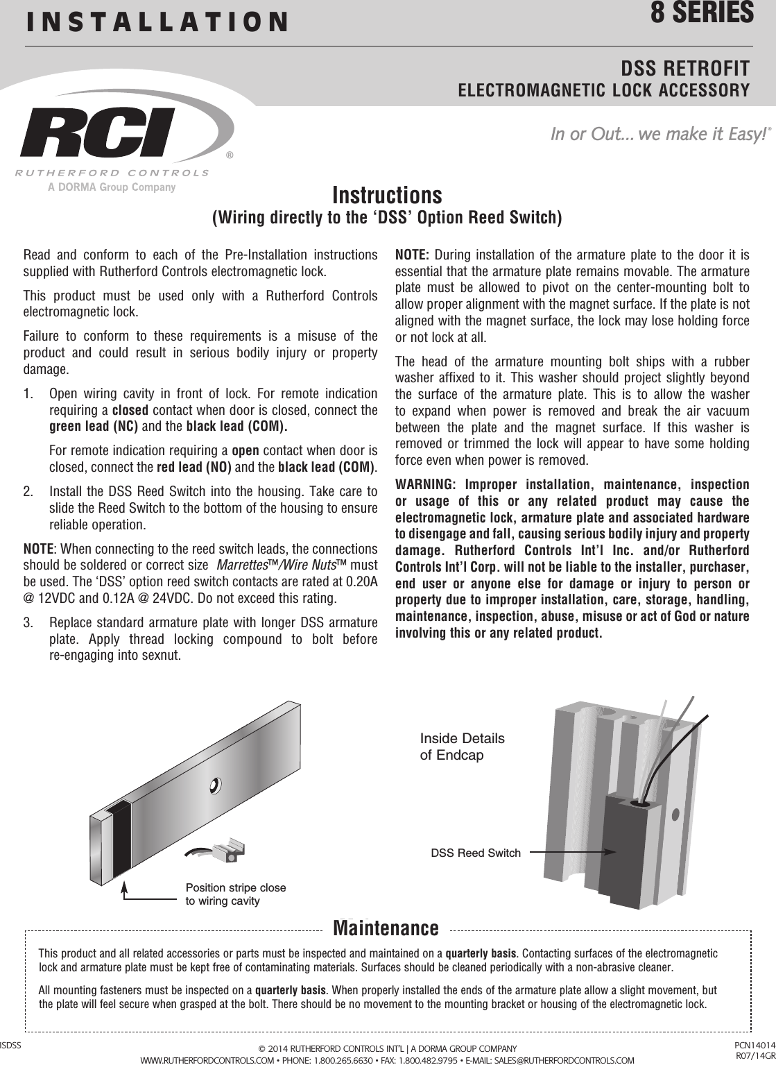 RCI 8310/8320 DSS Retrofit Isdss R0714
