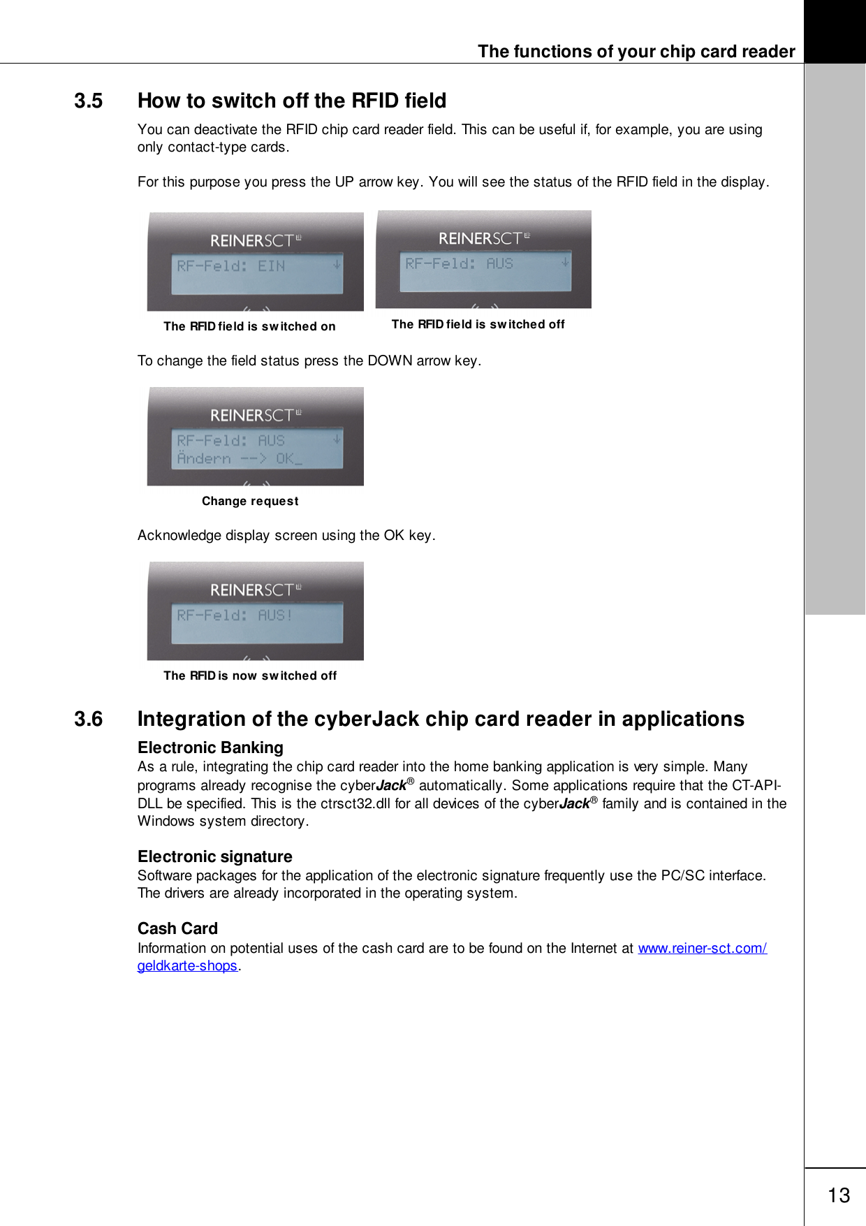 REINER SCT 2718800 RFID chipcard reader User Manual cyberJack RFID ...