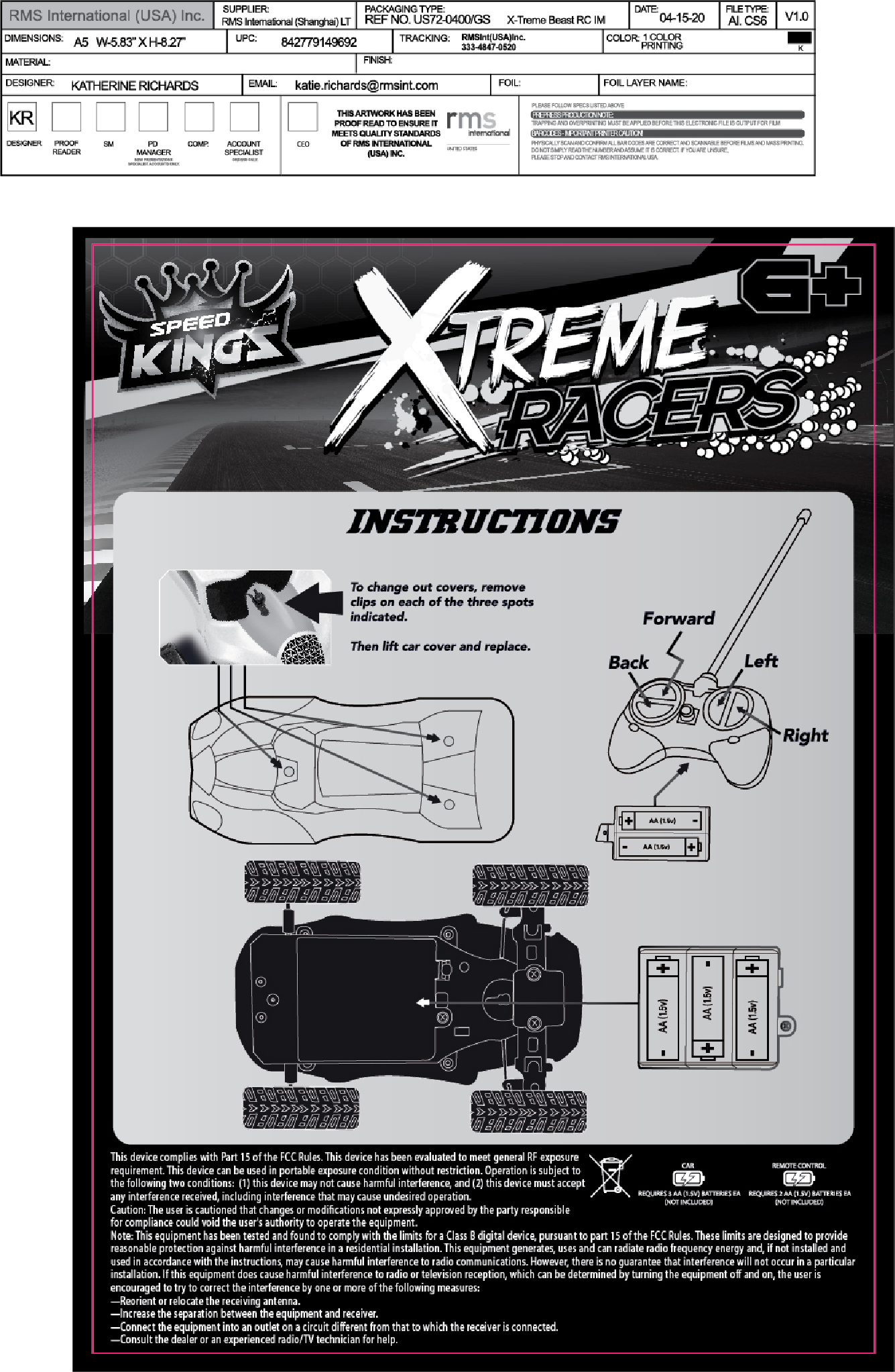 RMS 40US720400 X-TREME BEASTS RC User Manual
