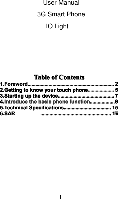 ROKIT IOLIGHT 3G Smart Phone User Manual
