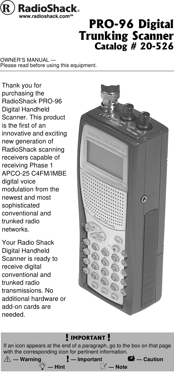 Radio Shack Pro 96 Users Manual 20 526