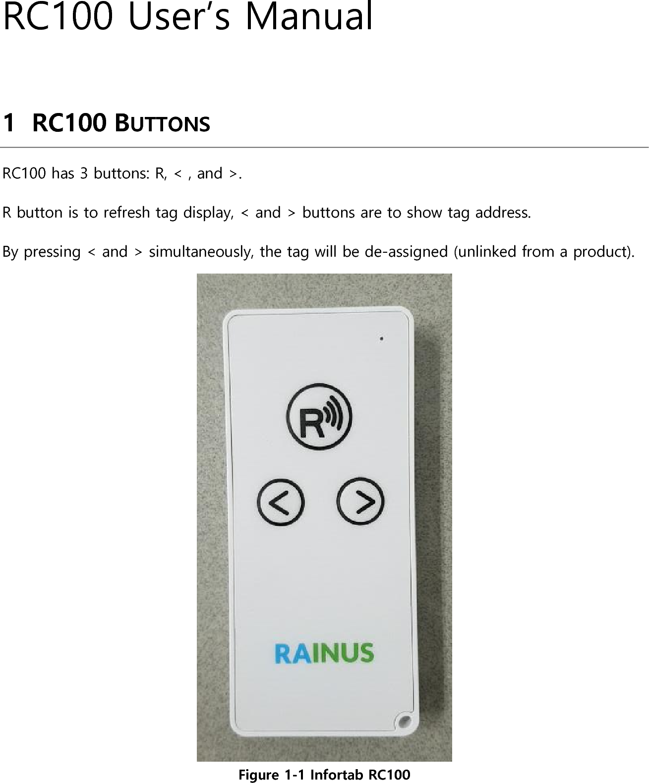 RainUs RC100 RF Remote Controller User Manual