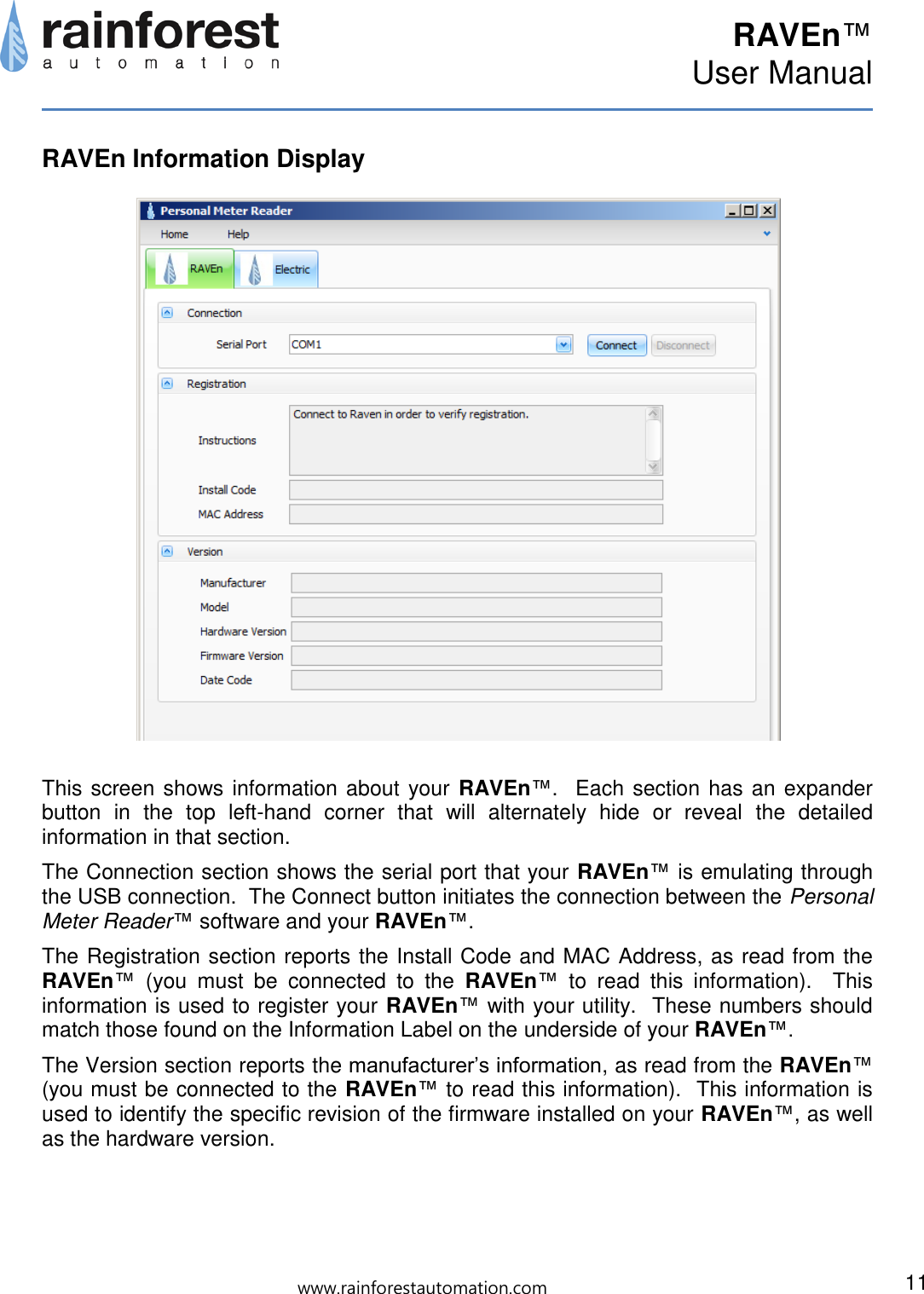 Rainforest Automation RFA-Z106 Radio Adaptor for Viewing Energy Usage User Manual