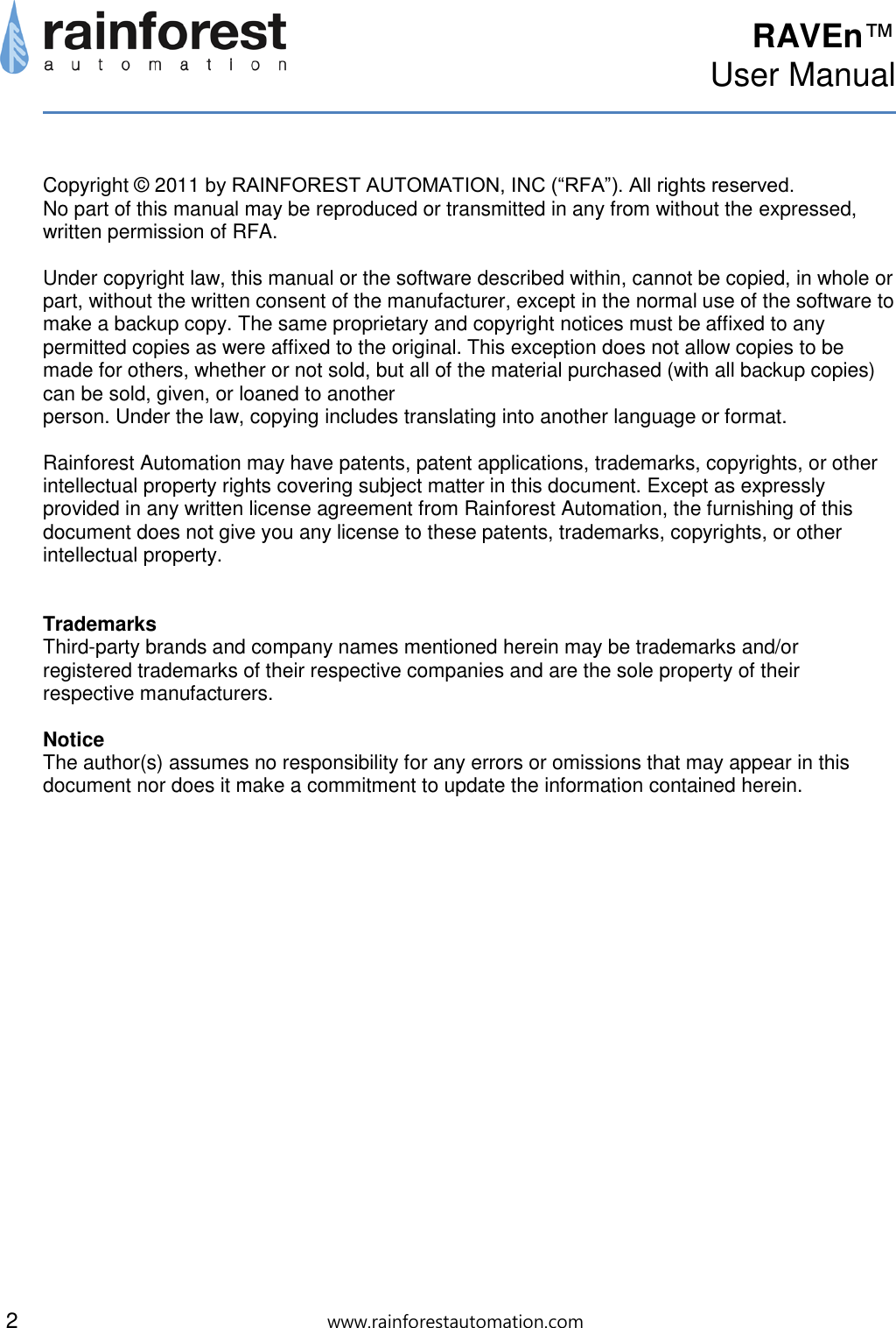 Rainforest Automation RFA-Z106 Radio Adaptor for Viewing Energy Usage User Manual