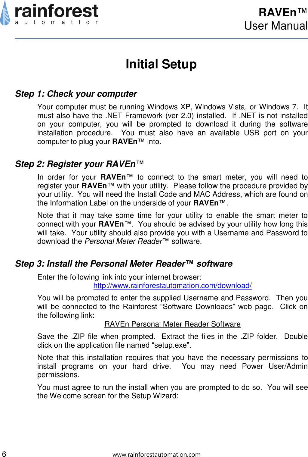Rainforest Automation RFA-Z106 Radio Adaptor for Viewing Energy Usage User Manual