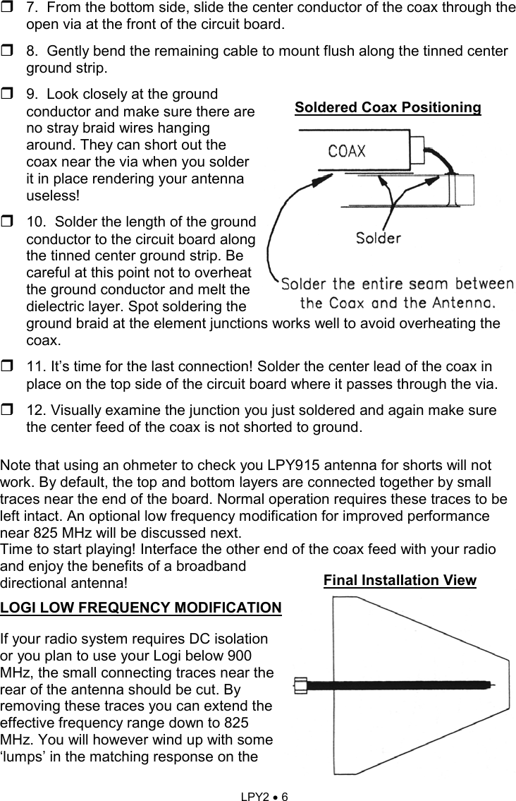 Ramsey Electronics The Logi Log Periodic Antenna Lpy915 Users Manual R1_1