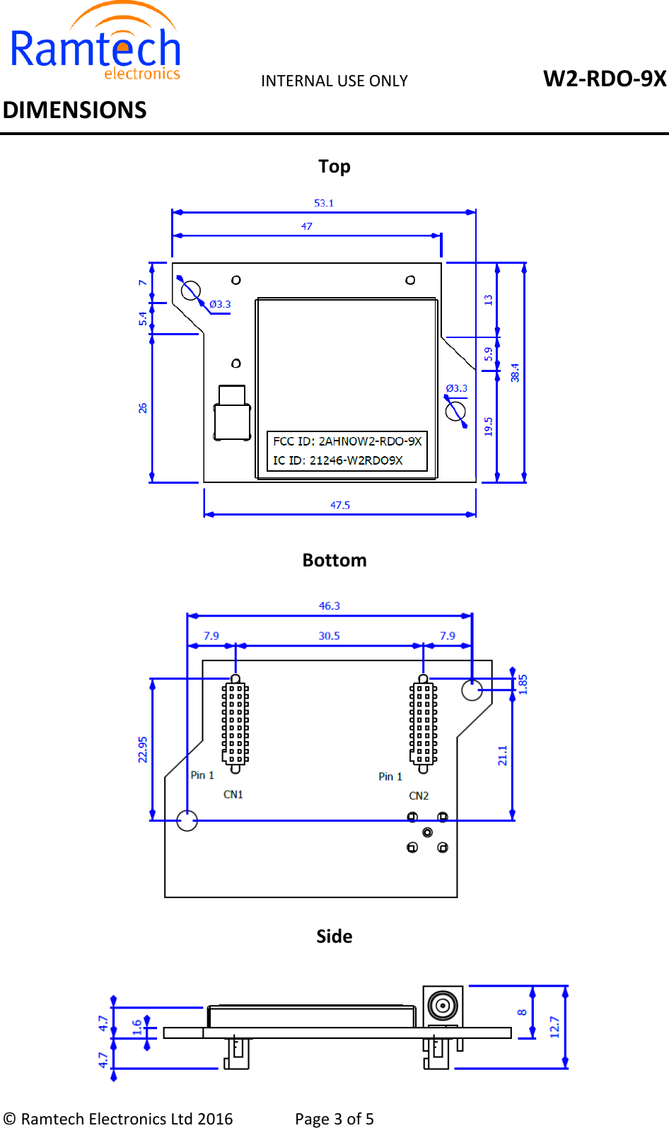 Ramtech Electronics W2-RDO-9X WES+916.5MHz Radio Module User Manual W2 ...