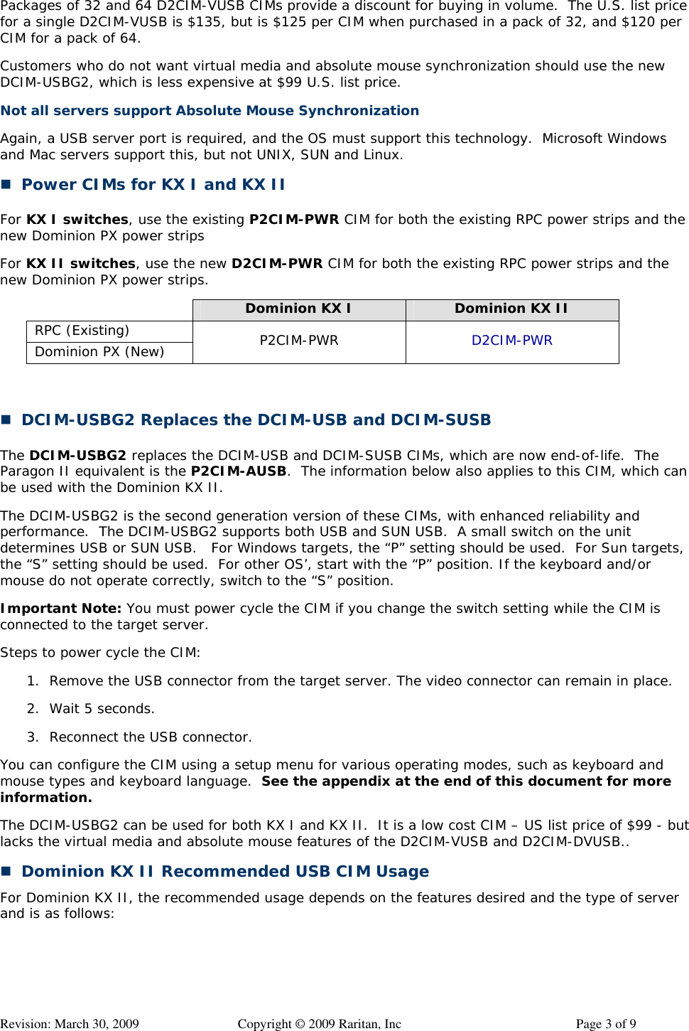 Raritan Computer Kx Users Manual Dominion II CIM Guide V6