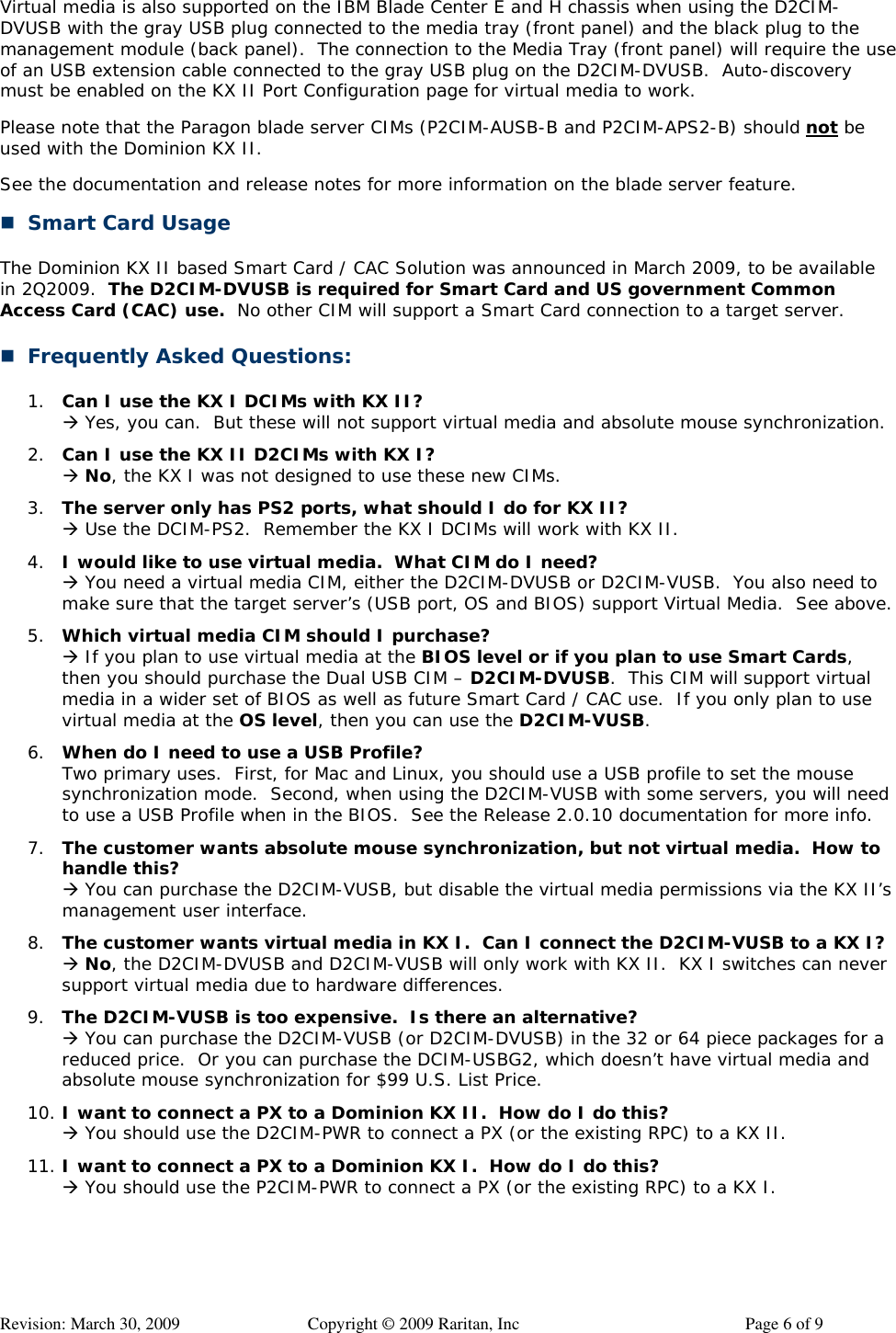 Raritan Computer Kx Users Manual Dominion II CIM Guide V6