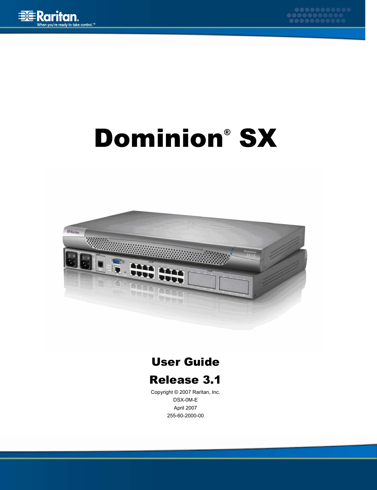 Raritan Computer Sx Users Manual Dominion®