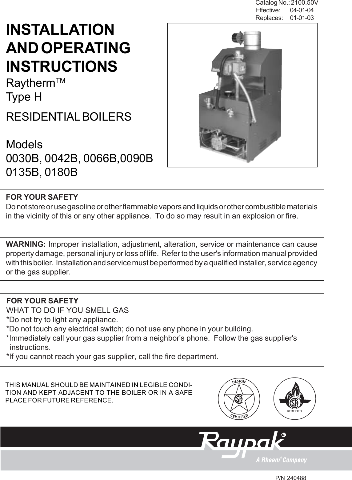 Raypak 0030B Users Manual 9
