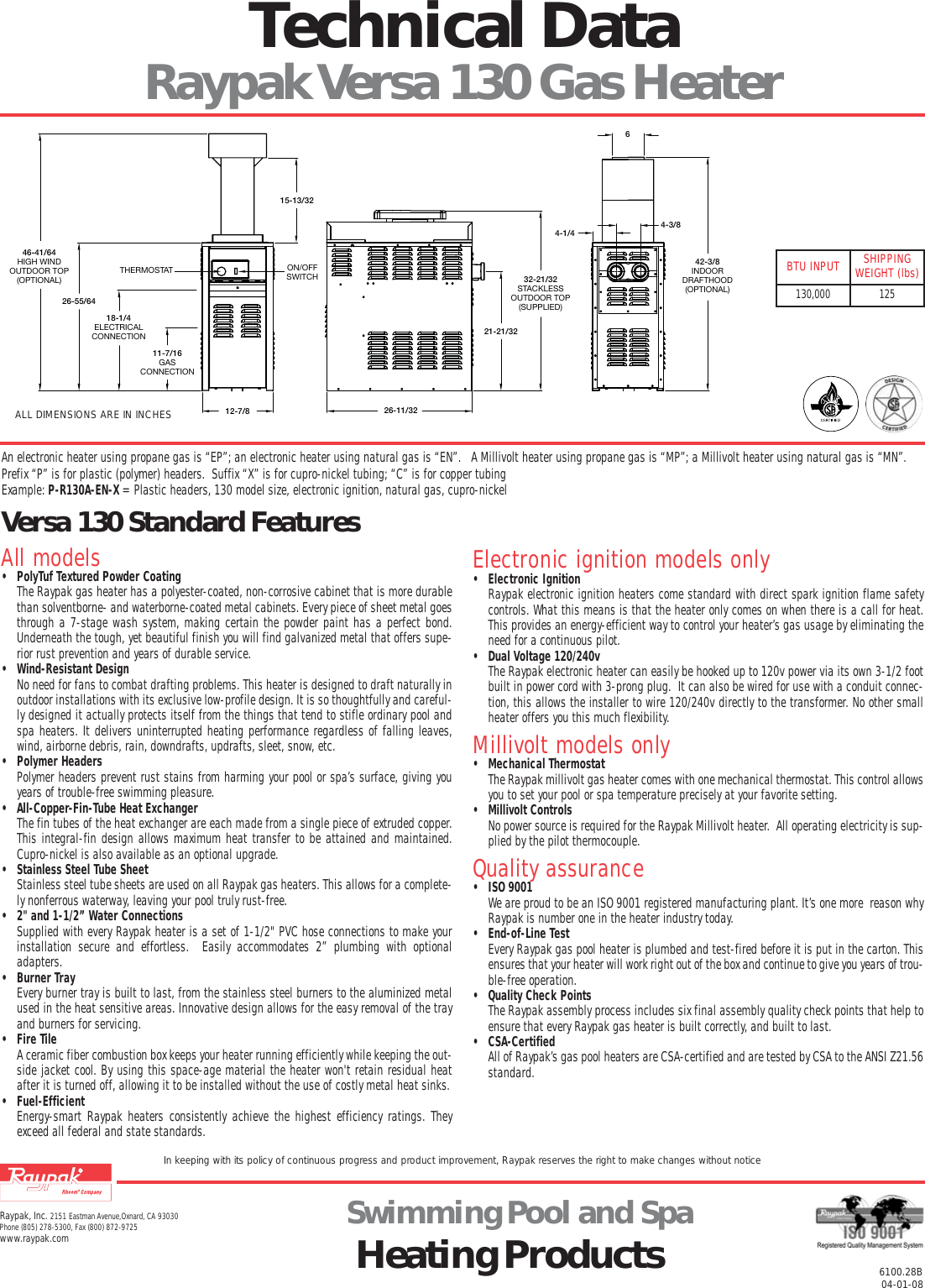 Raypak 130 Users Manual