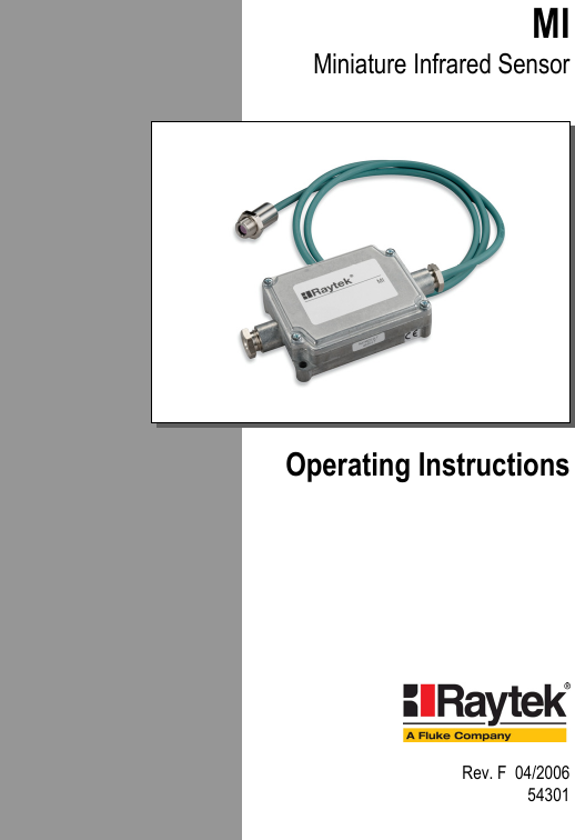 Raytek Mi Miniature Infrared Sensor Users Manual MI_MA_54301_ENG_RevF