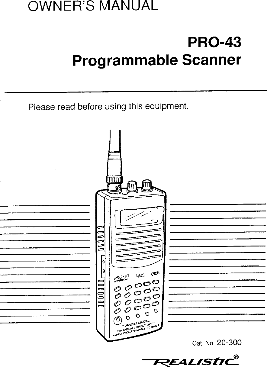 Realistic Pro 43 Users Manual Handheld Scanner