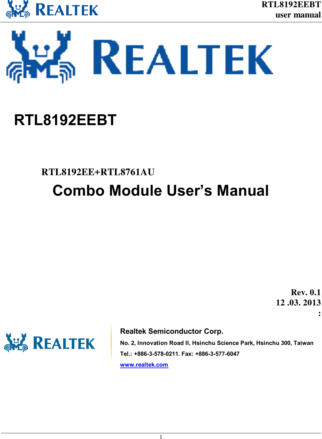 Realtek Semiconductor RTL8192EEBT 802.11bgn RTL8192EE Combo module User ...