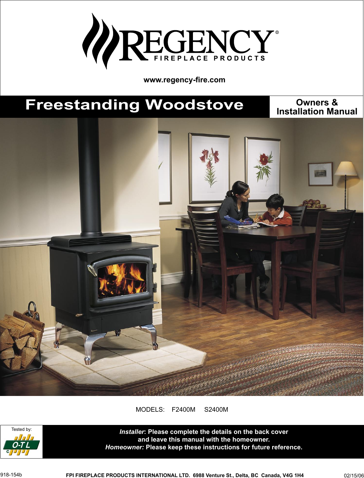 Regency F2400M Users Manual 918 154b (02 15 06)