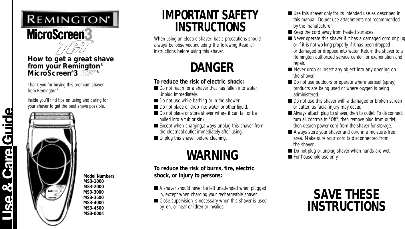 Remington Ms3 0004 Users Manual