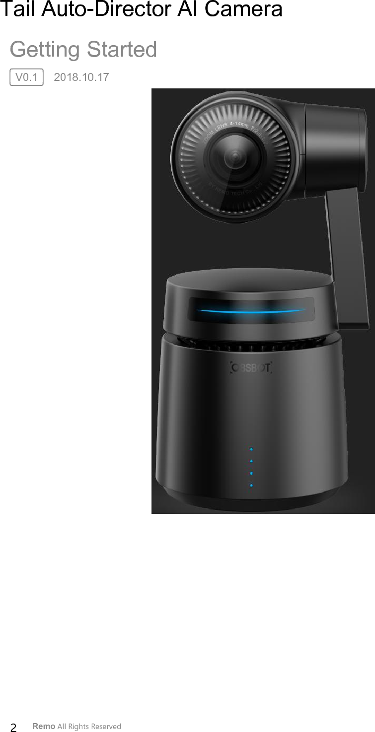 Remo Tech OBS-TAIL-01 Tail Auto-Director AI Camera User Manual