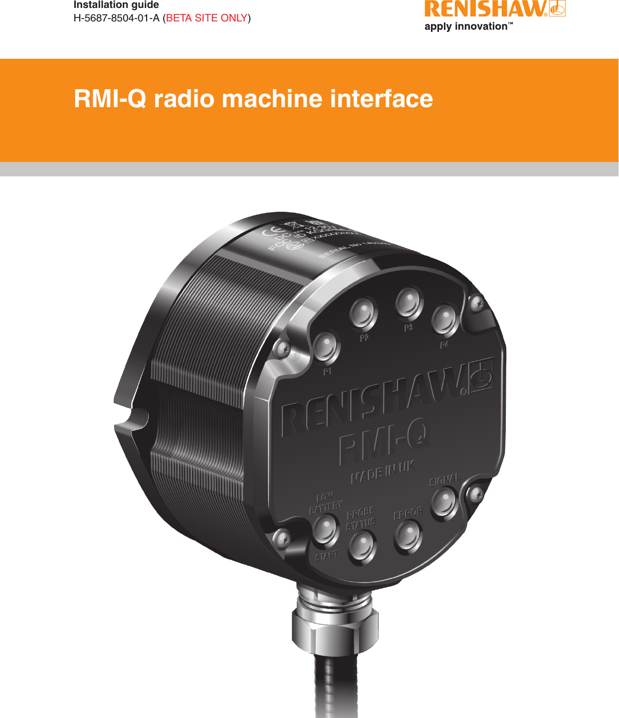 Renishaw plc RMI-Q RMI-Q Radio Machine Probe User Manual Manual 1