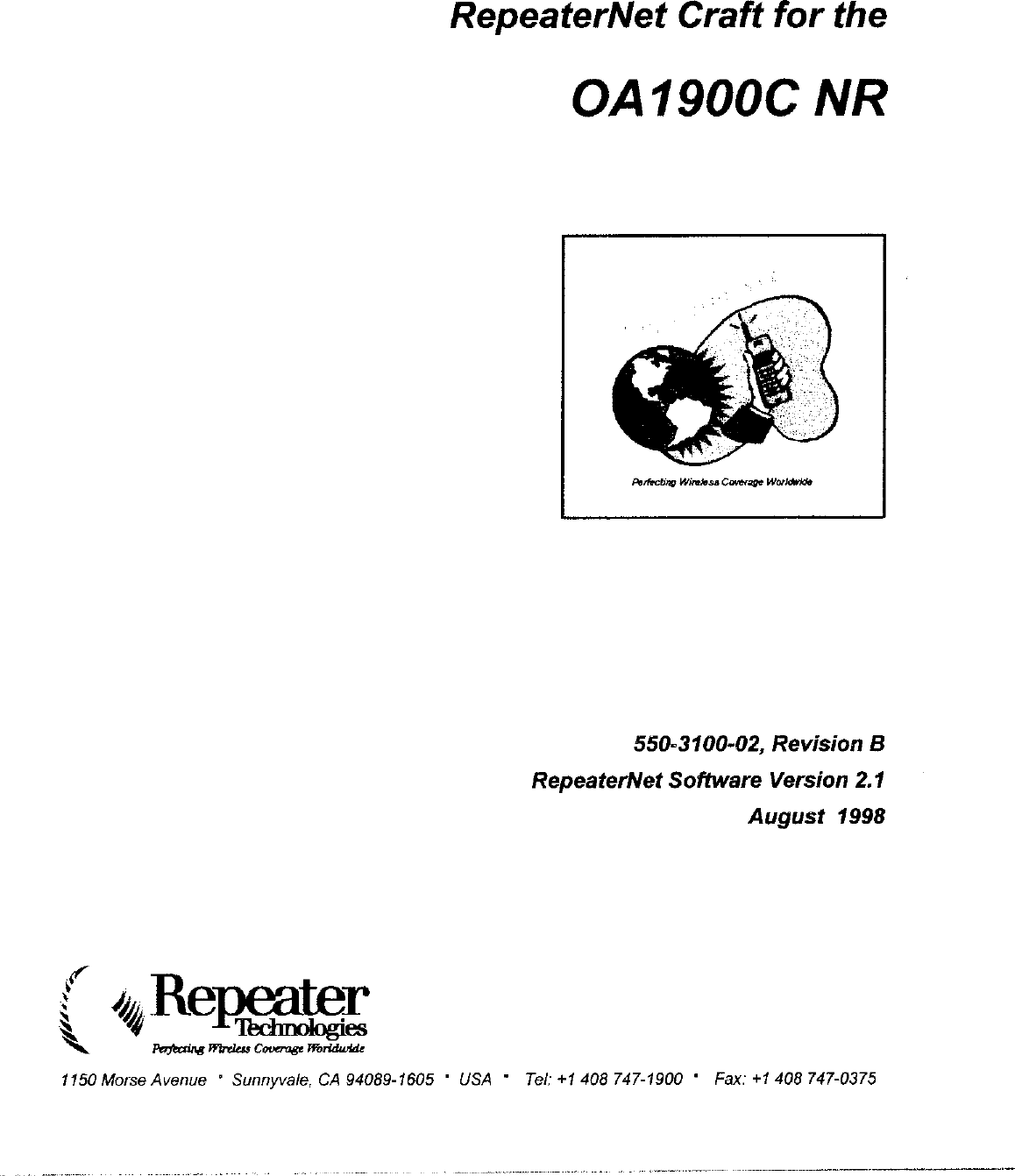 Repeater Technologies OA19CL4 2 Channel Repeater User Manual 79562