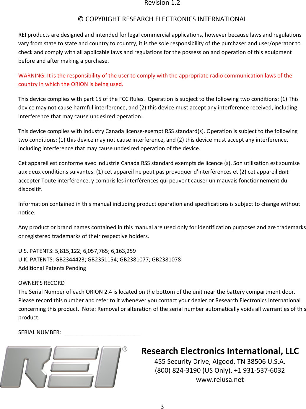 Research Electronics ORION24 Non-Linear Junction Detector User Manual