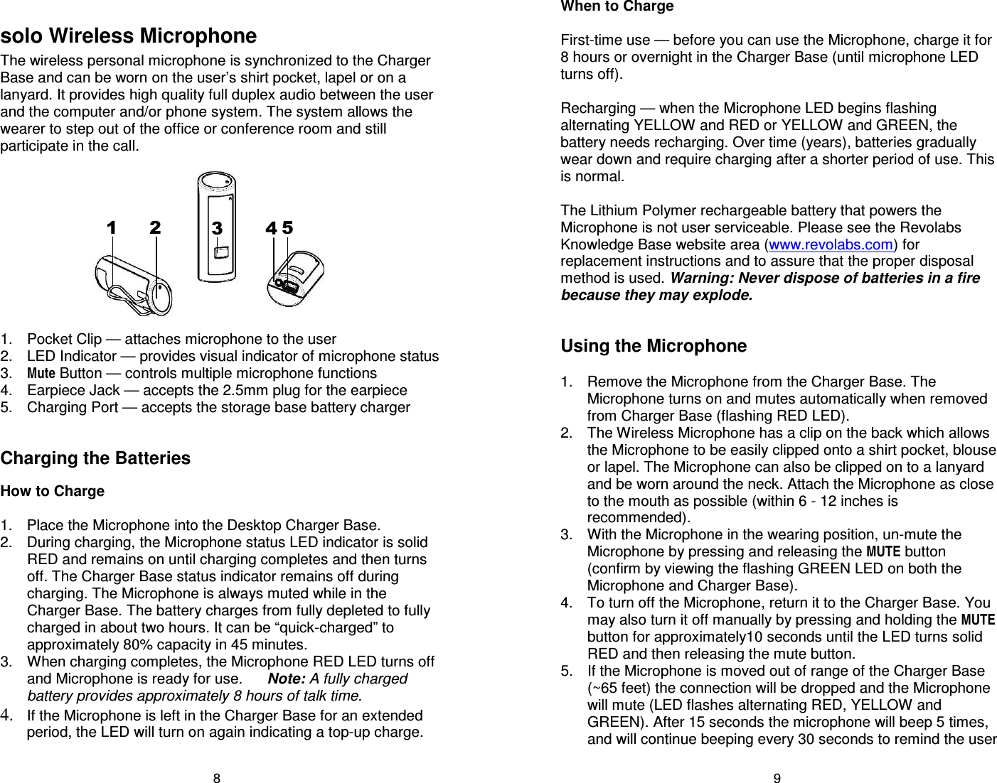 Revolabs 02DSKSYS SOLO Desktop wireless microphone system 02-DSKSYS ...