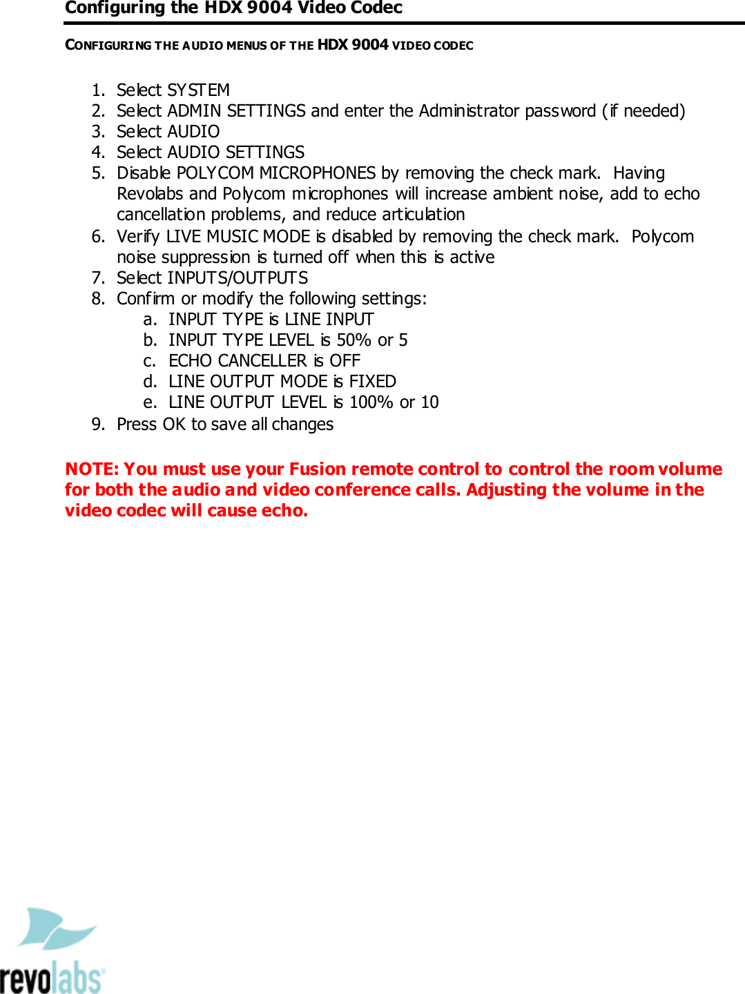 Revolabs Network Cables Hdx 9004 Users Manual