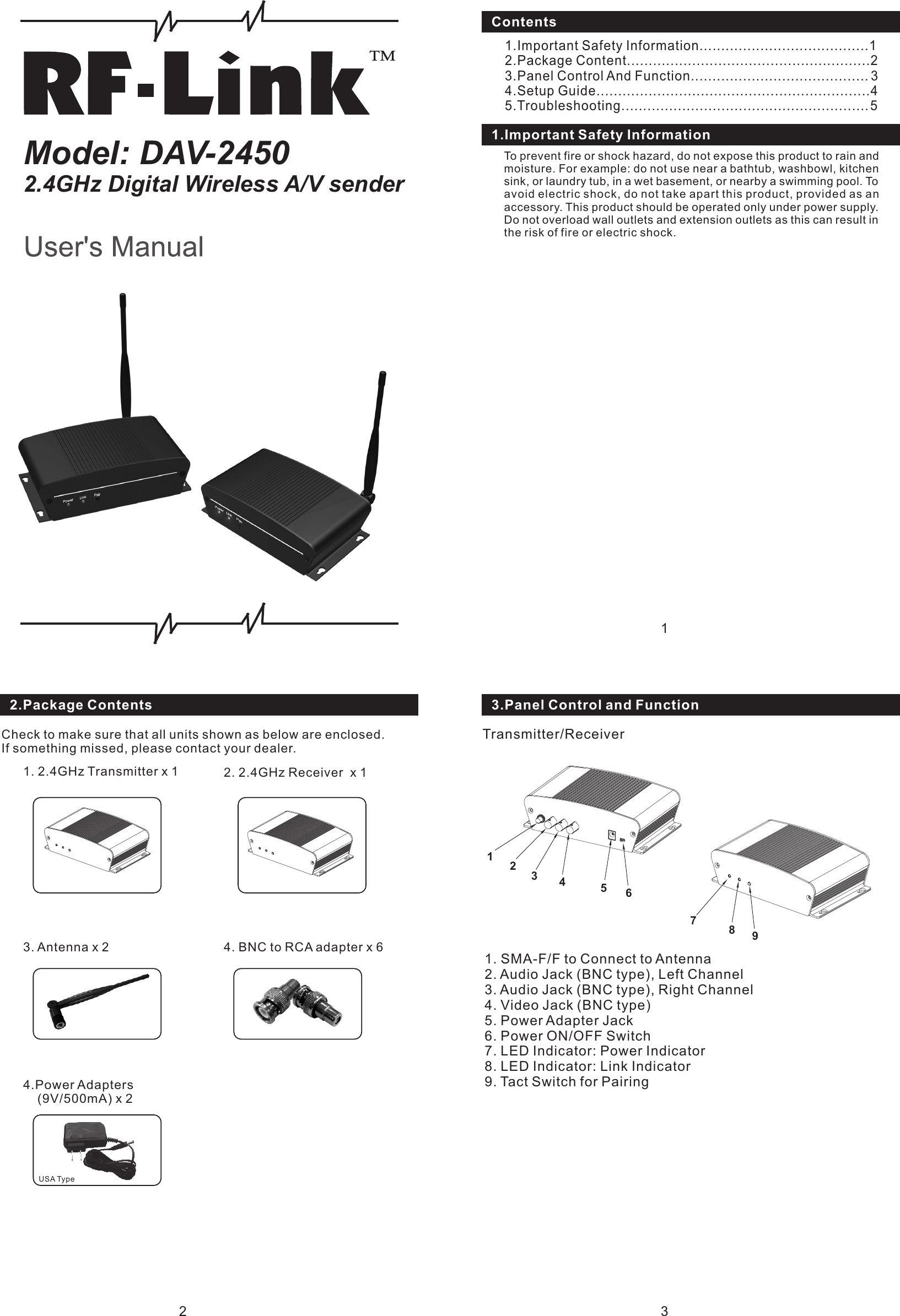 Rf Link Technology Dav 2450 Users Manual A3 D2450B_Generic 408 000666 00