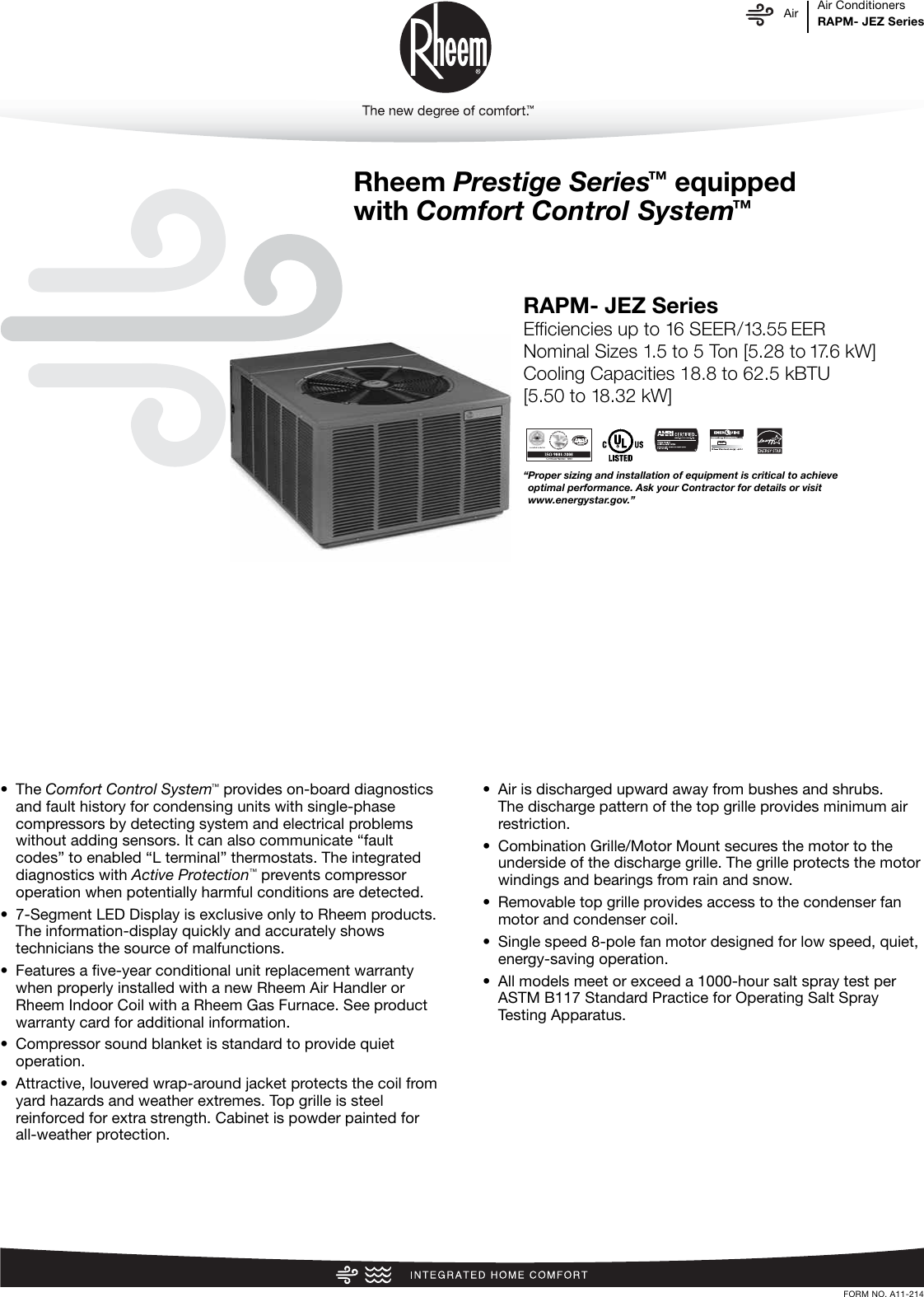 rheem-prestige-series-single-stage-specification-sheet