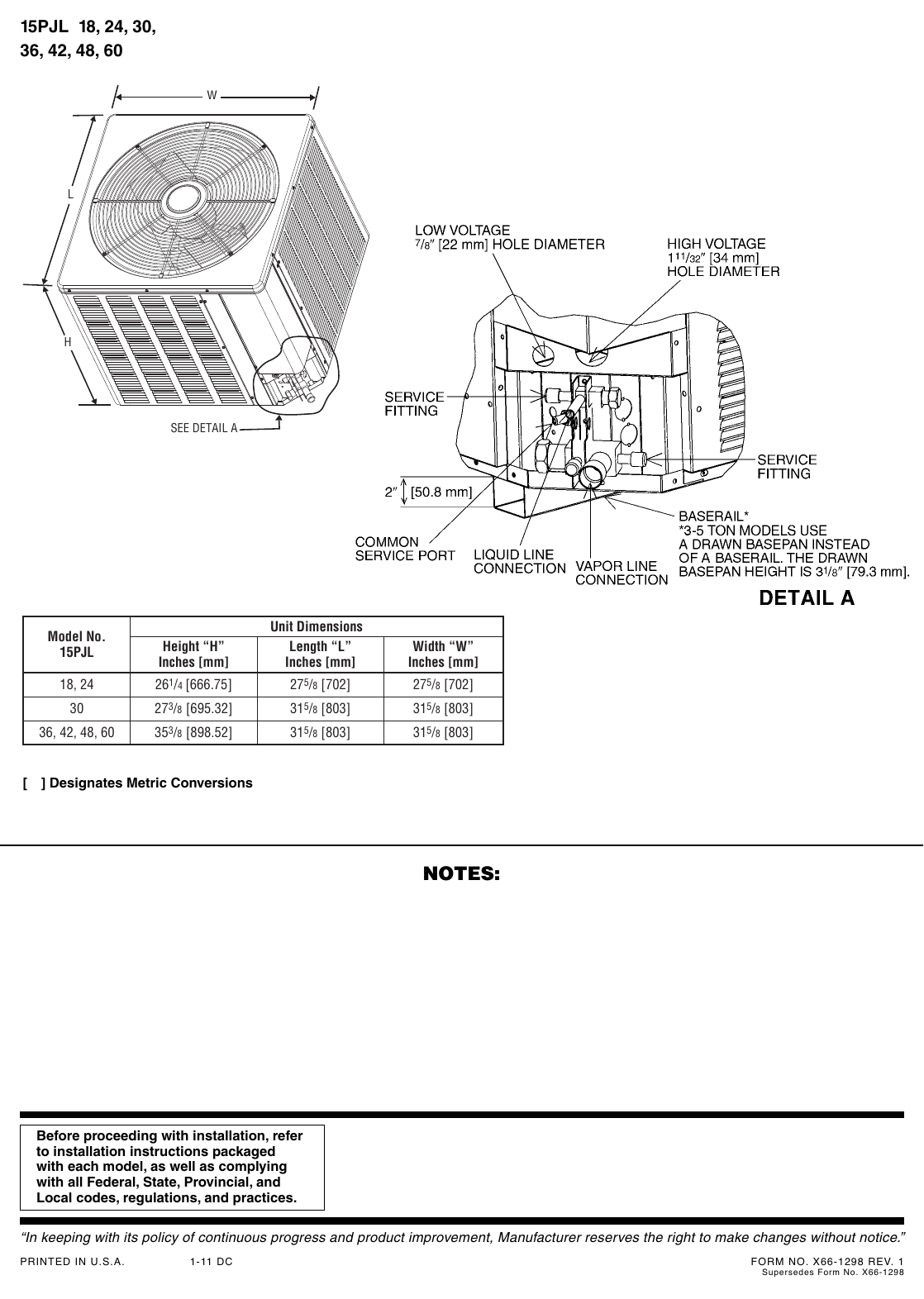 Rheem Value Series Single Stage Submittal Sheet