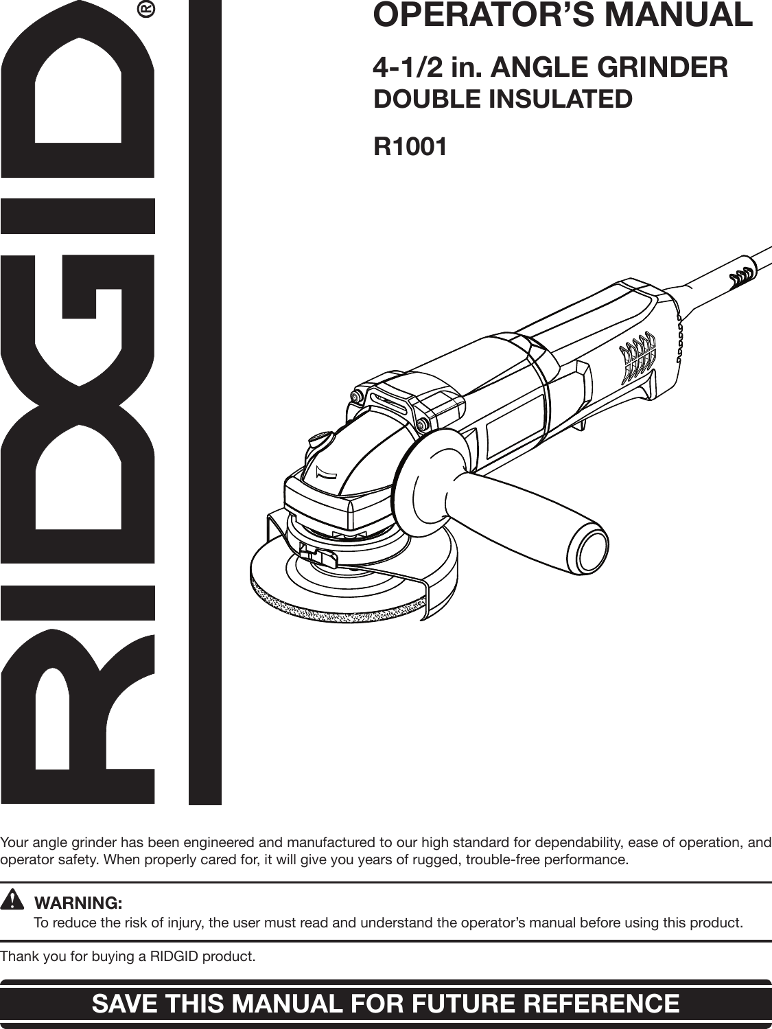 Ridgid R1001 Users Manual R1001_919_eng