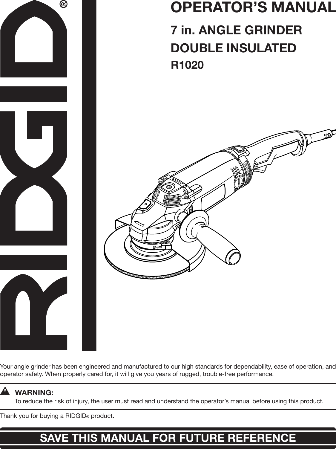Ridgid R1020 Users Manual