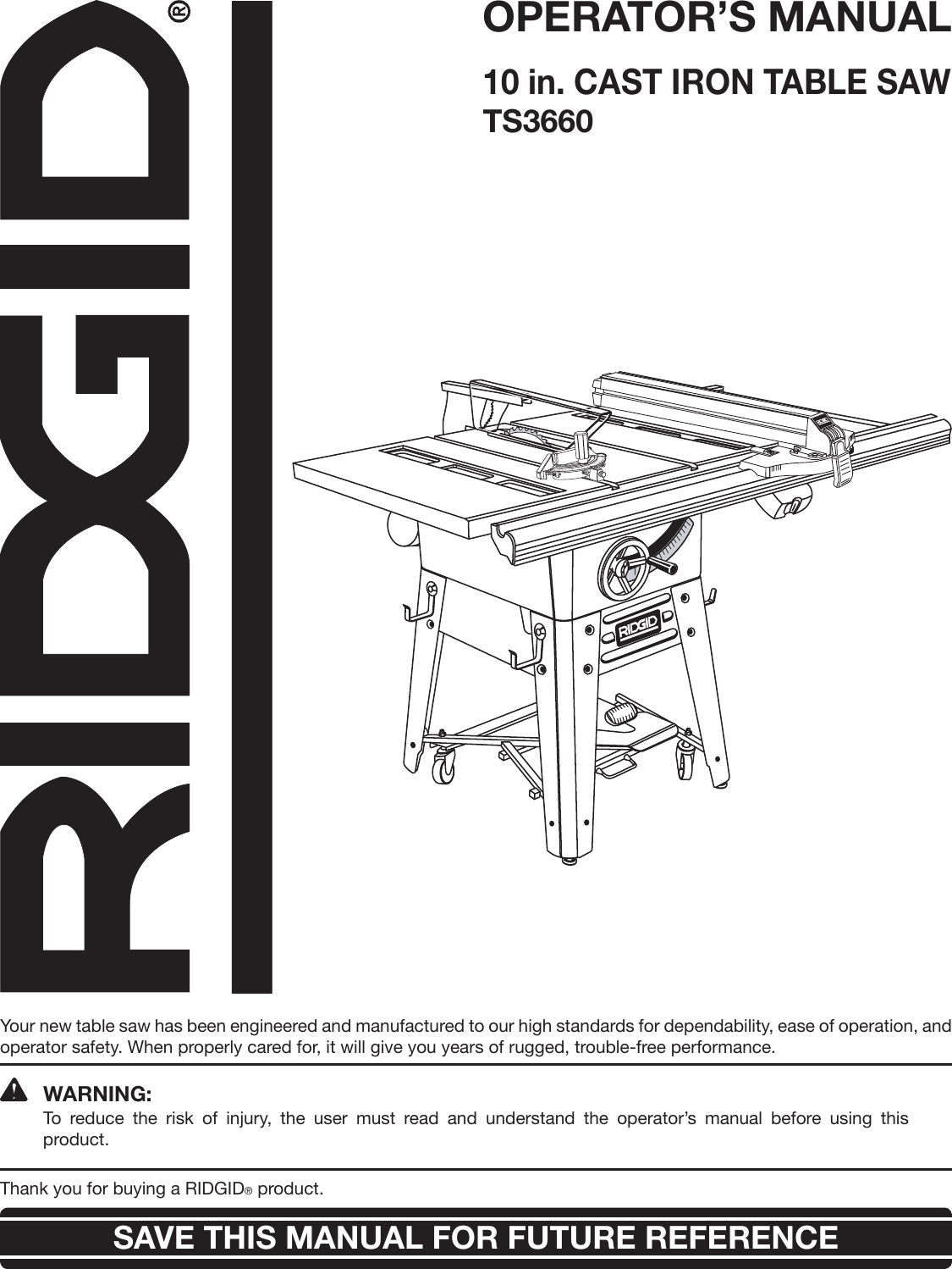 Ridgid Ts3660 Users Manual TS3660_179_p1_11_eng