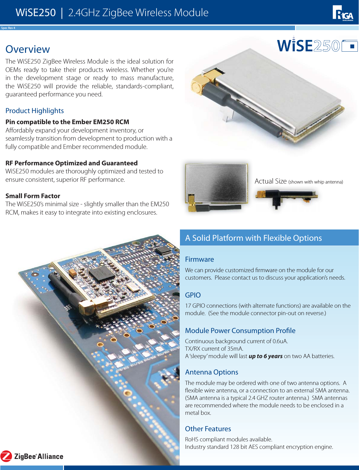 Riga Development WISE250 2.4 GHz ZigBee Wireless Module User Manual