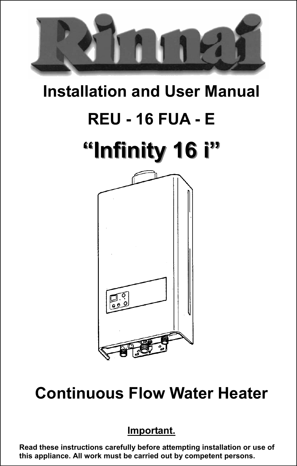 Rinnai Reu 16 Fua E Users Manual Inst Man 16i CE Uk