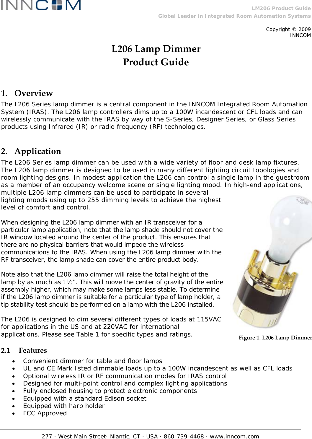 River Display Electronics L206115RF LAMP DIMMER User Manual Instruction ...
