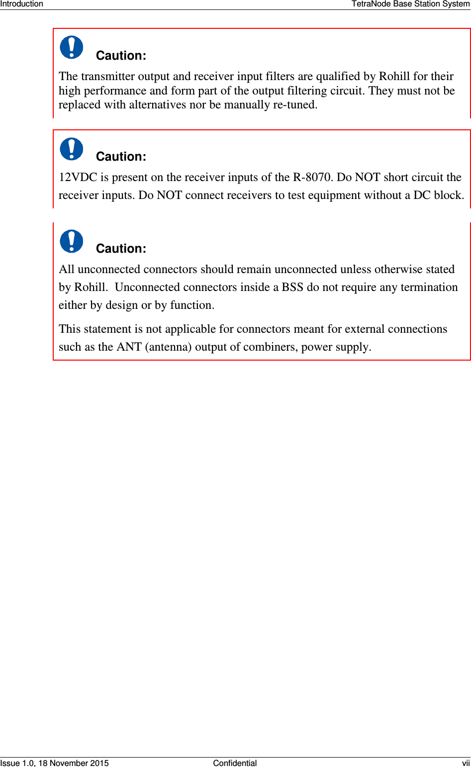Rohill Engineering R-8070-450MHZ TETRA BASE STATION TRANSCEIVER User Manual
