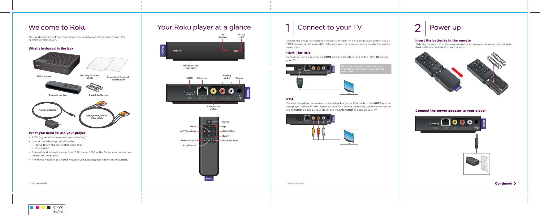 Roku 2000C IP Set Top Box User Manual HD1 QSG NOT FOR FOR PRINT